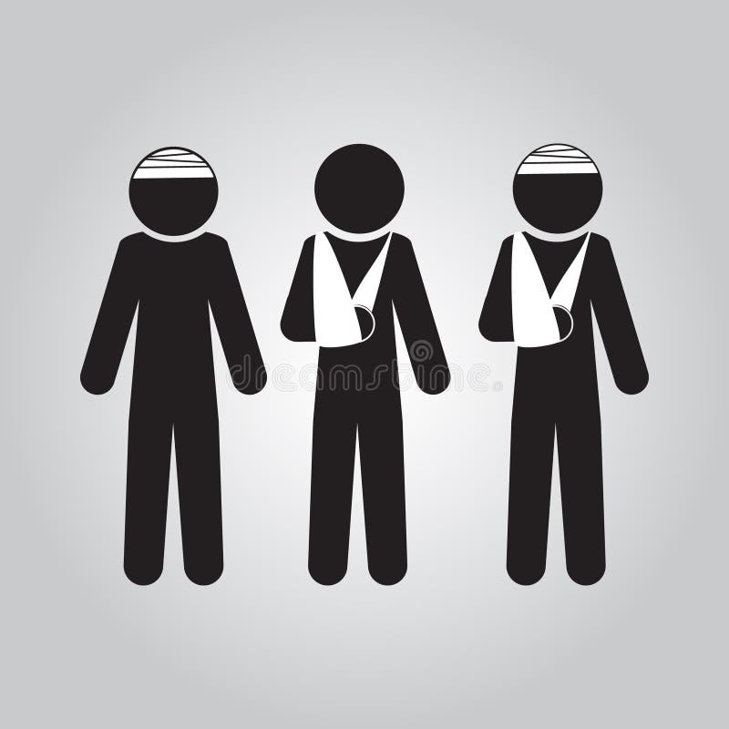 Injury man sign icon stock vector. Illustration of black - 69917412