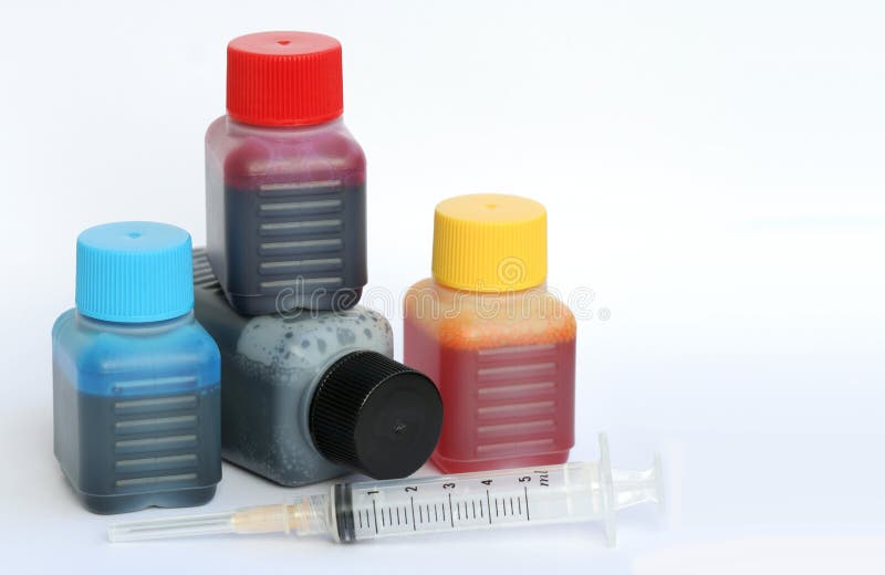 Set of Refill Inkjet for Print. Stock Photo - Image of cmyk, orange ...