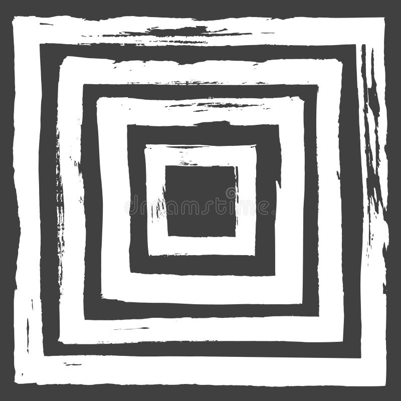 Ink Abstract Square Pattern. Background with Artistic Strokes in Black ...