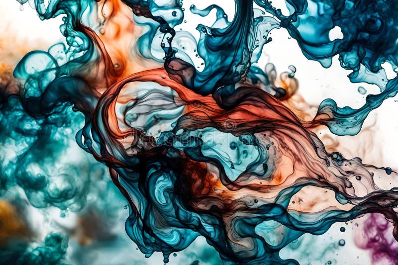 Ink and Acrylic Colors in Water. Background is Amorphous Stock ...