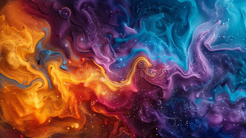 Ink Artistic Patterns, Vibrant Ink Swirls Move and Merge on the ...