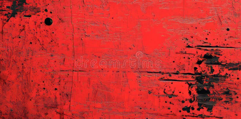 Ink of Black Hue Drops, Spilling Onto a Rugged Red Canvas, Composing a ...