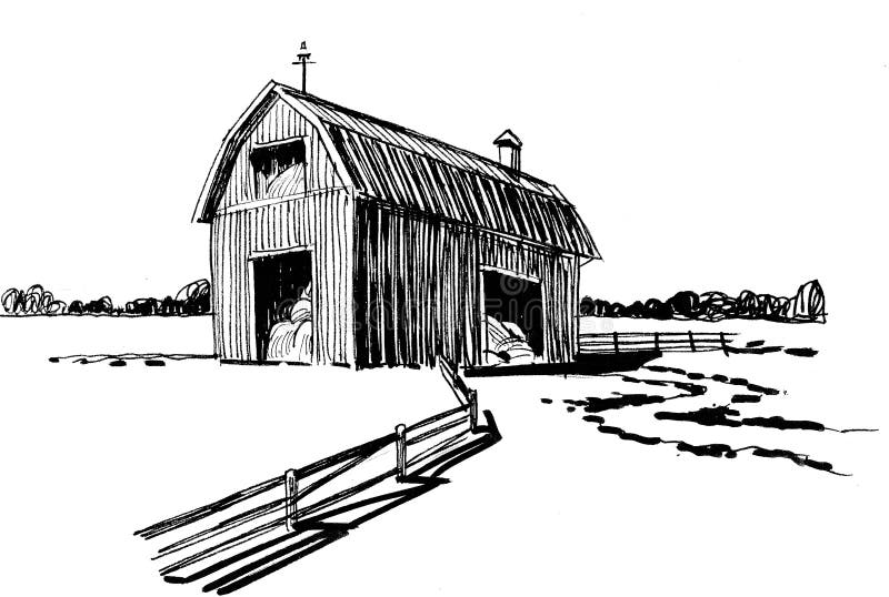 Old barn sketch stock illustration. Illustration of agriculture - 112406892