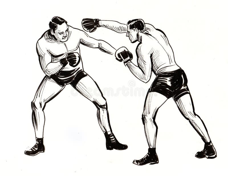 Two fighting boxer`s stock illustration. Illustration of vintage ...