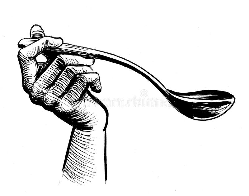 Hand with a spoon stock illustration. Illustration of food - 242076337