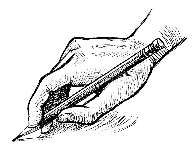 Hand with pencil stock illustration. Illustration of hand - 172540685