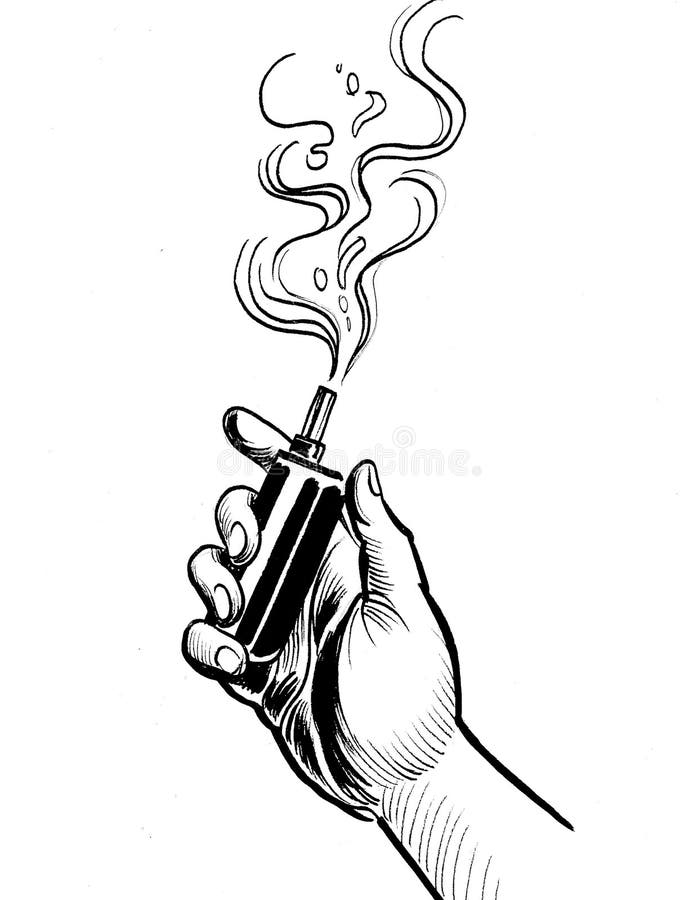 Hand with vaporizer stock illustration. Illustration of addiction ...
