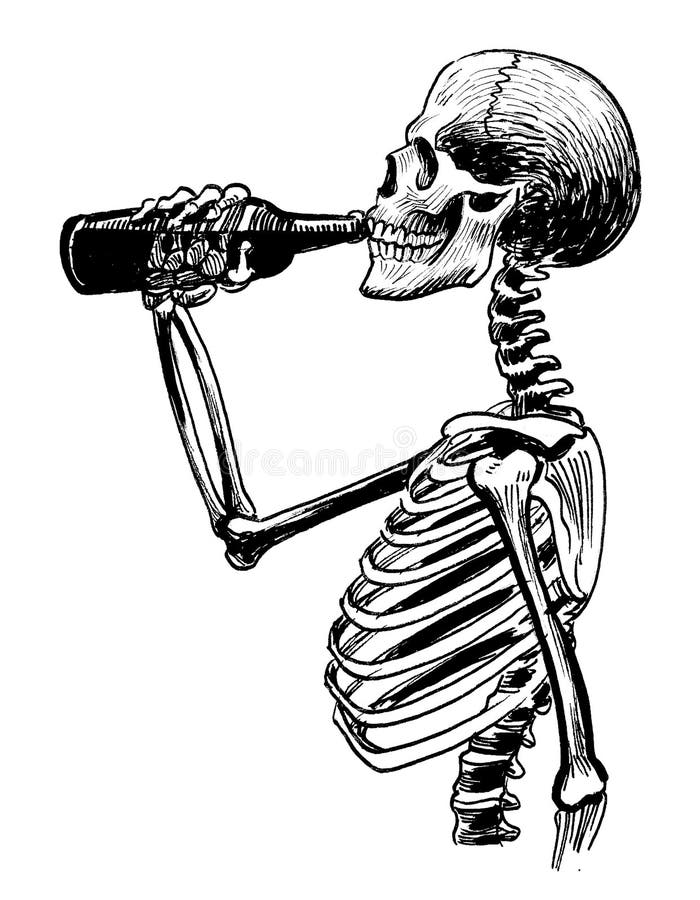 Alcoholic skeleton stock illustration. Illustration of white - 226272839