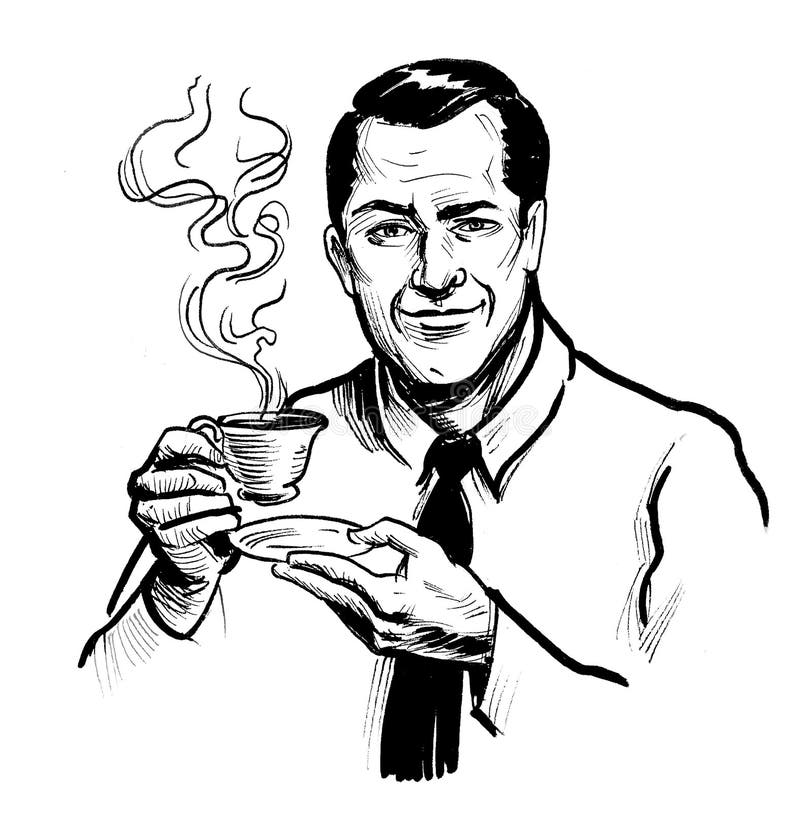 Man Drinking Coffee Sketch Stock Illustrations – 346 Man Drinking ...