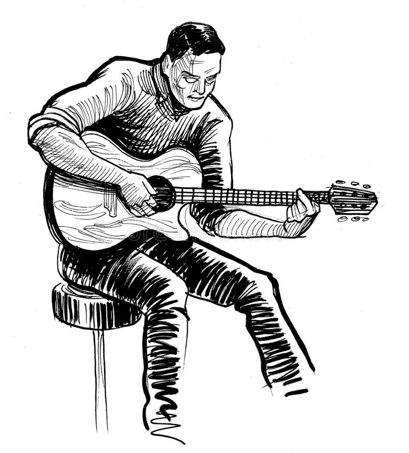 Sketch Man Playing Acoustic Guitar Stock Illustrations – 173 Sketch Man ...