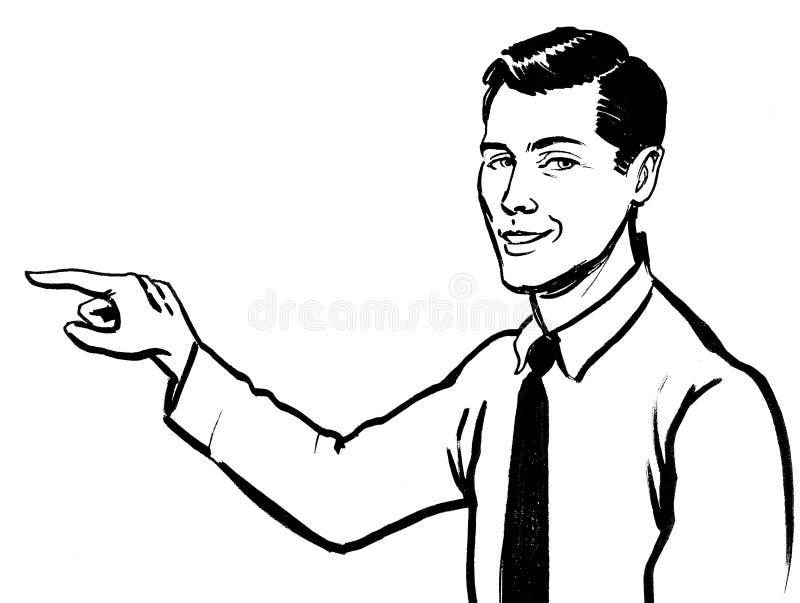 Man Pointing with Left Arm Thin Line Icon. Man Raise a Hand Pointing To ...