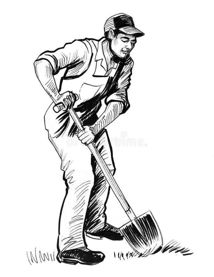 Laborer digging stock vector. Illustration of construction - 27194616