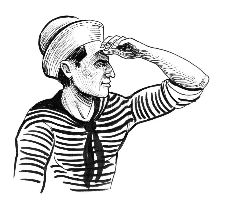Sailor character stock illustration. Illustration of male - 129493525