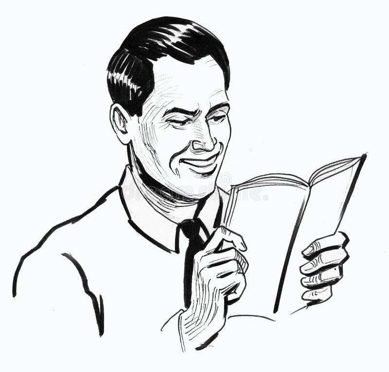Man and book stock illustration. Illustration of black - 124144855