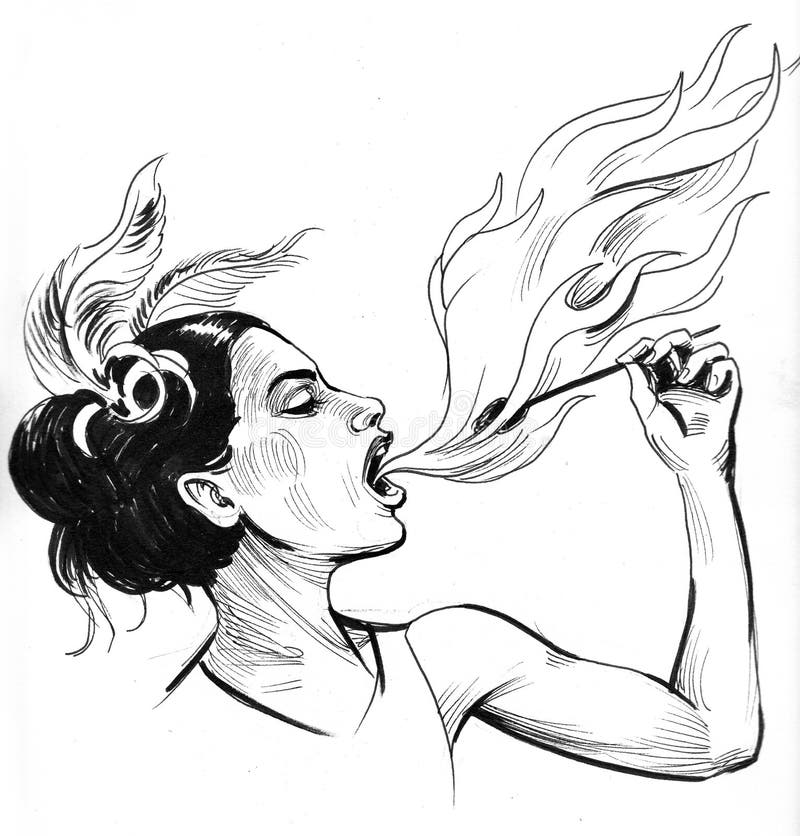 Fire eater stock illustration. Illustration of beauty - 113275547