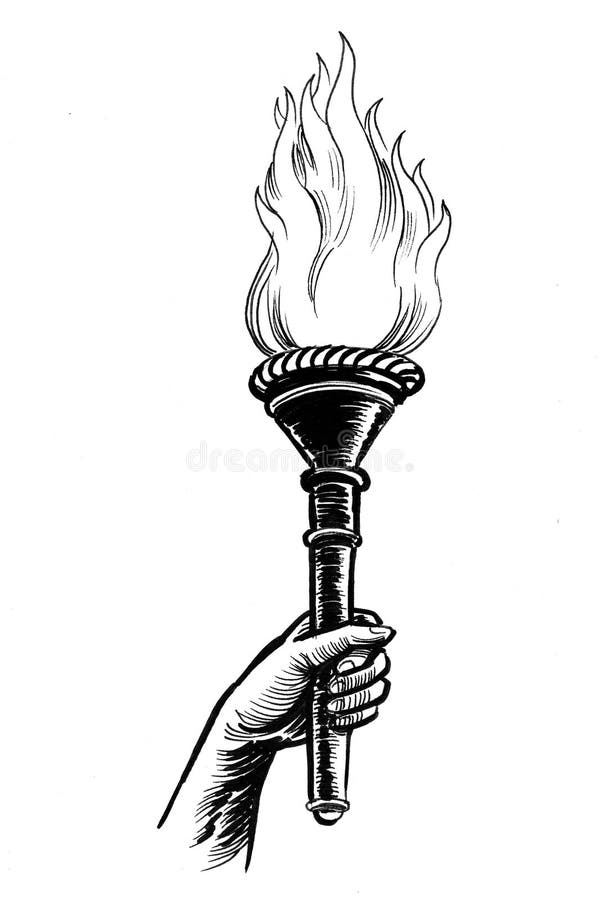 Hand with a torch stock illustration. Illustration of glowing - 112452594