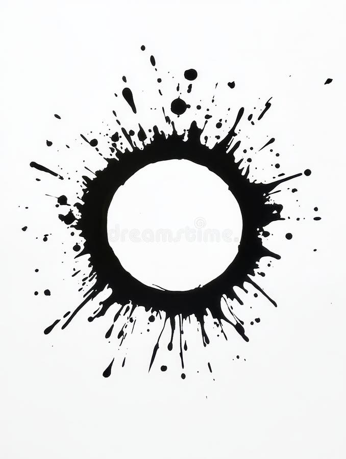 Ink Blot Circle Abstract a Striking Black Ink Blot Forming a Circular ...