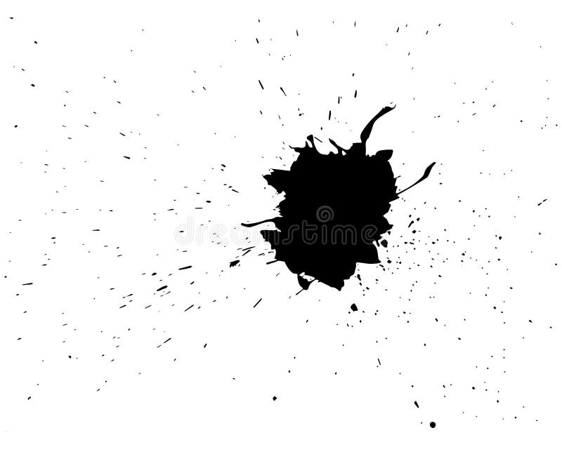 Ink Blot with Tiny Splashes Black Colour Splash Element Stock Vector ...