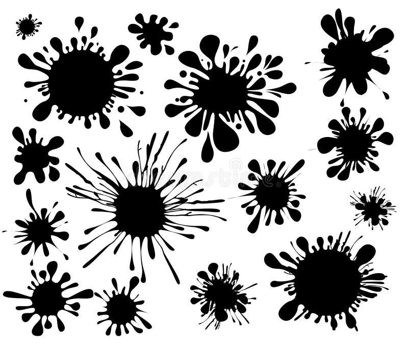 19 Unique Hand Drawn Ink Blots Stock Vector - Illustration of liquid ...