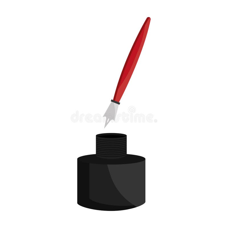 Ink bottle and pen icon stock vector. Illustration of calligraphy ...