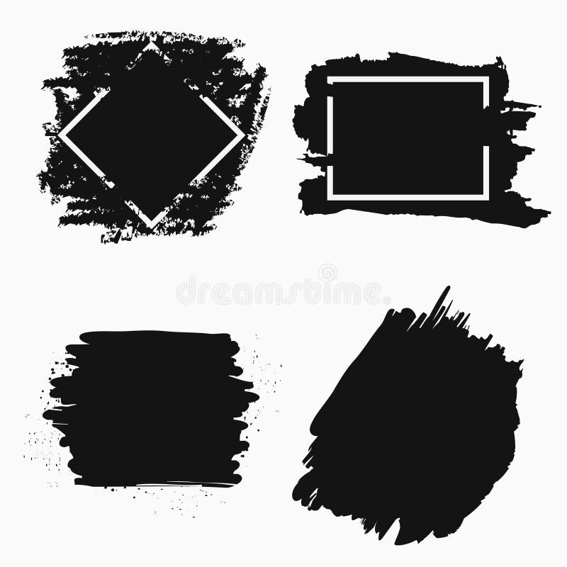 Ink Brush Banner. Black Paint Frames for Text. Vector. Stock Vector ...
