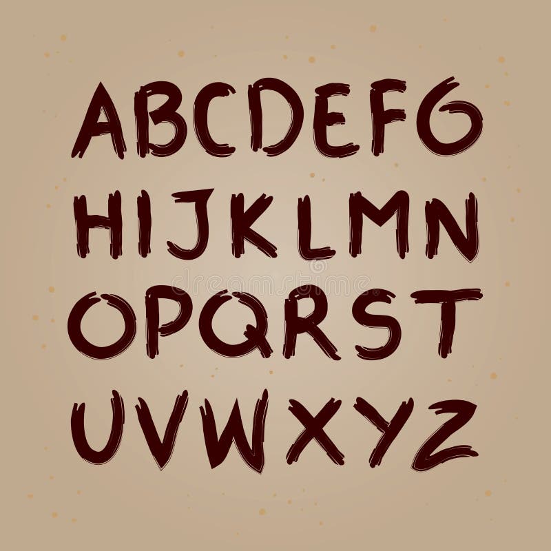 Ink Brush Hand Writing Alphabet Stock Vector - Illustration of type ...