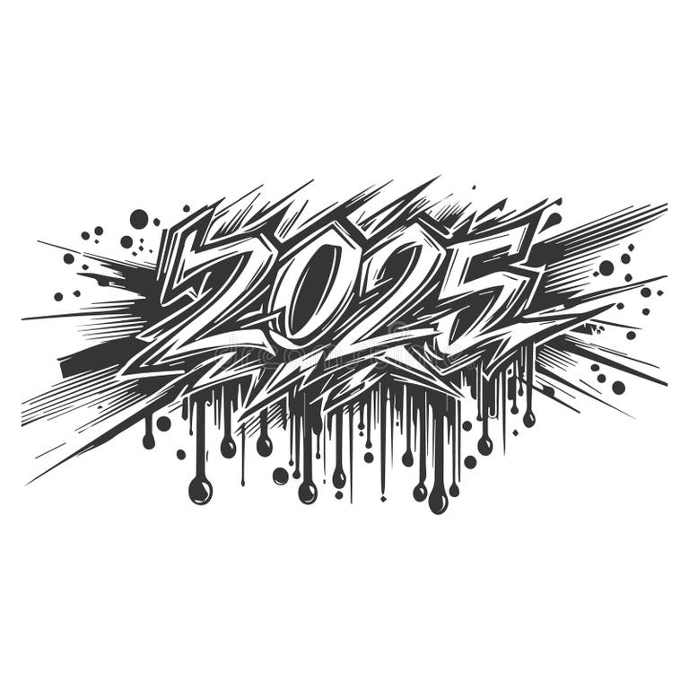 Ink brush 2025 text design stock vector. Illustration of pattern ...