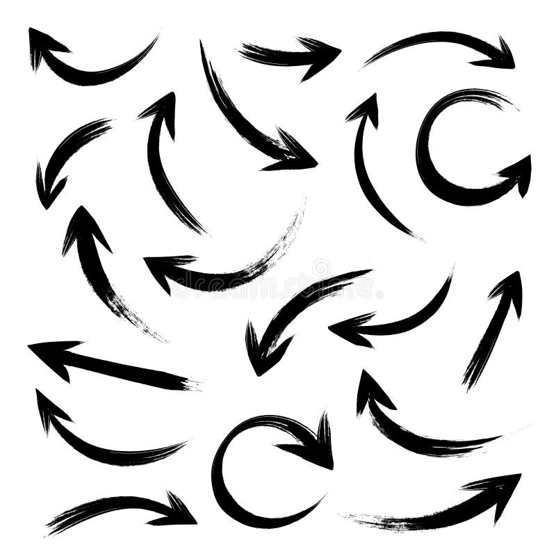 Ink Curved Arrows Collection Vector Hand Drawn Sketch Arrows Pointing Different Directions