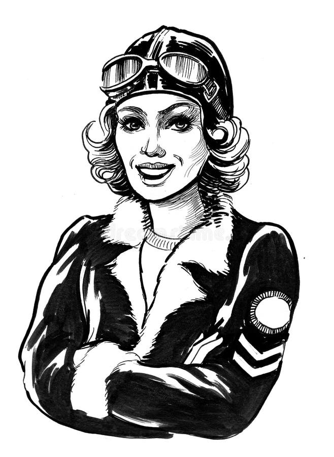 Female Pilot in Aircraft Cockpit Stock Vector - Illustration of ...