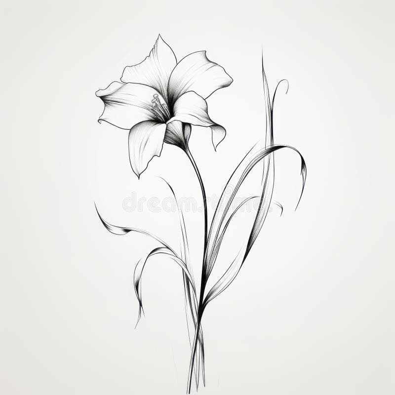 Minimalist Black and White Flower Illustration Graceful Curves and ...