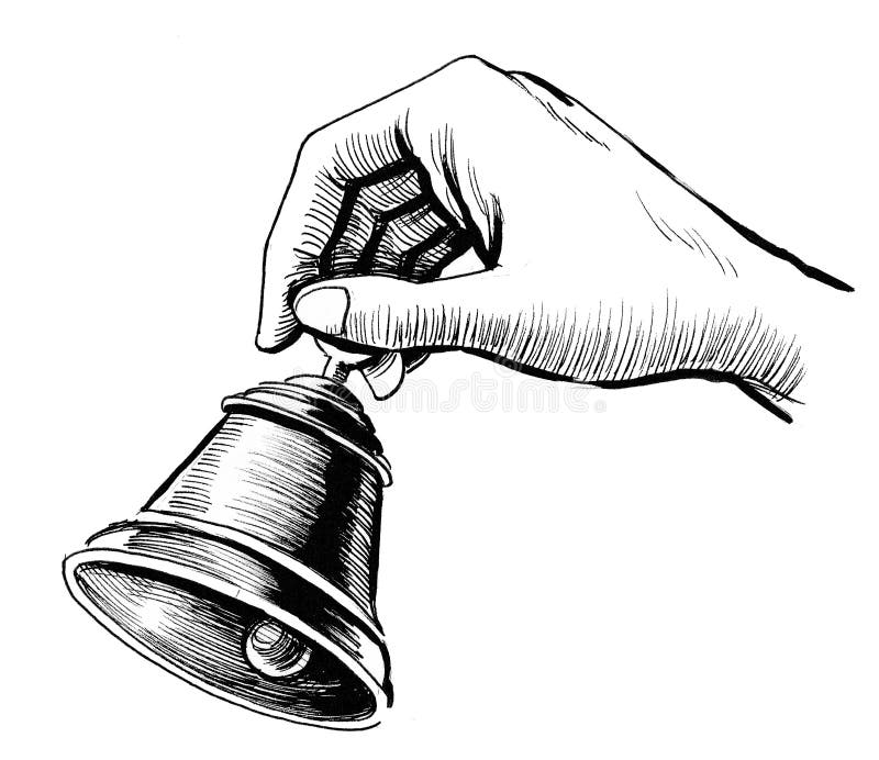 Hand with a bell stock illustration. Illustration of drawing - 101519063