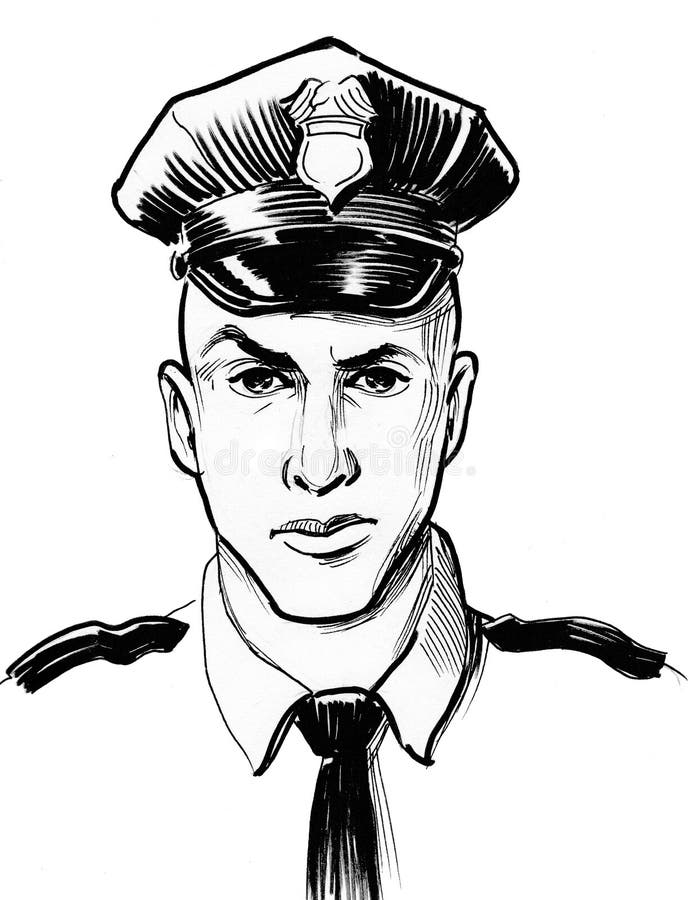 Handsome Policeman Standing Stock Illustration - Illustration of male ...
