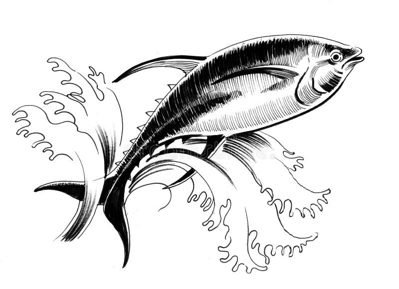 Jumping Fish Drawing Stock Illustrations – 1,023 Jumping Fish Drawing ...
