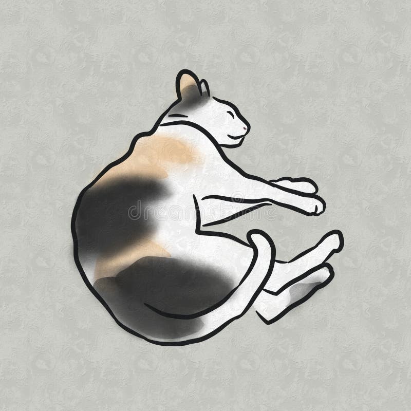 Line Drawing of a Stray Cat Stock Illustration - Illustration of ...