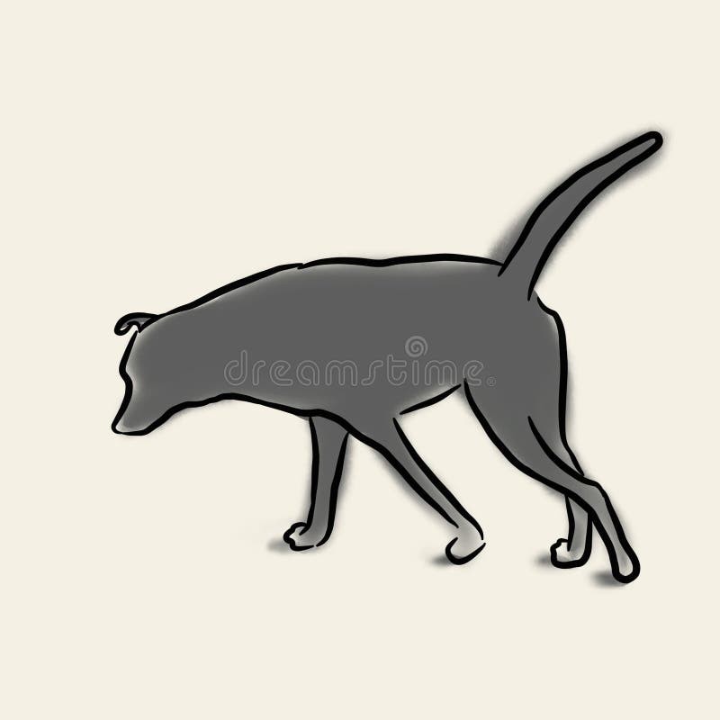 Ink drawing of a stray dog stock illustration. Illustration of simple ...