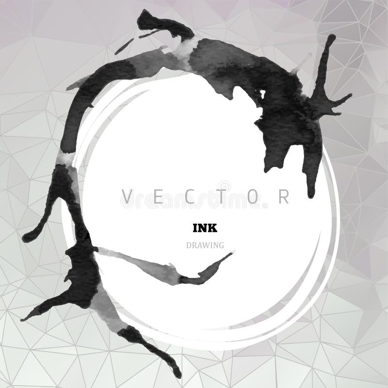 Ink Drawing Vector Round Frame Stock Vector - Illustration of border ...