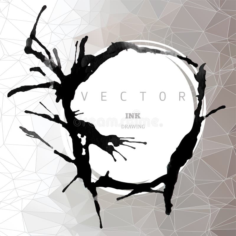 Ink Drawing Vector Round Frame Stock Vector - Illustration of design ...