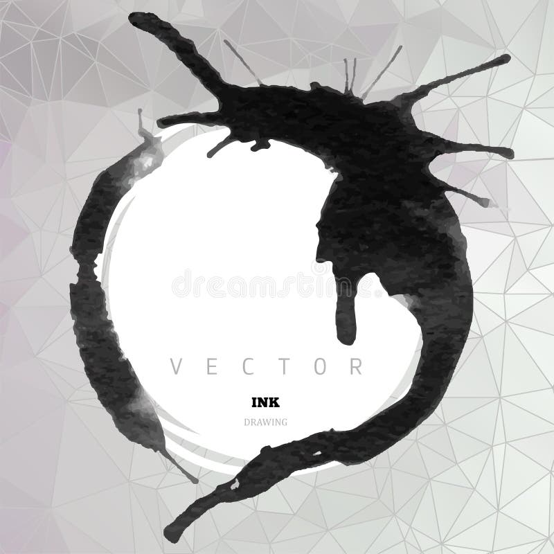 Ink Drawing Vector Round Frame Stock Vector - Illustration of paint ...