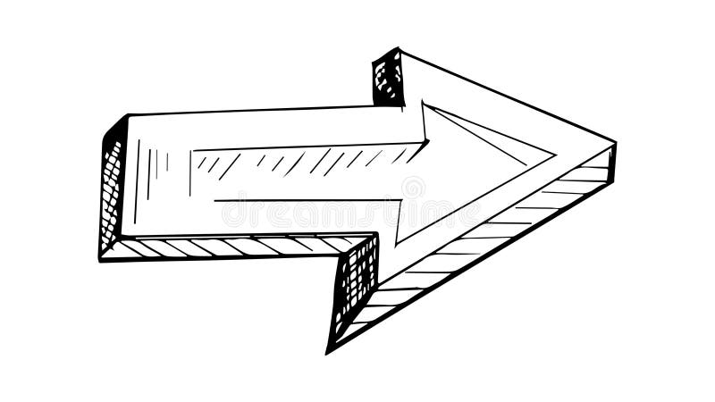 Ink Drawn Arrow on White Background, White Doodle Arrow, Hand Drawn ...