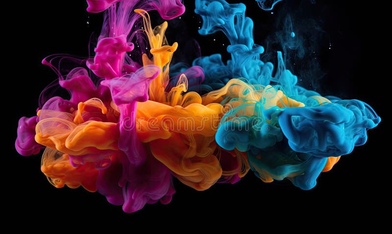 Ink Droplets Blend To Form Colorful Abstract Pattern Creating Using ...