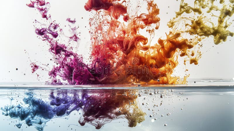 Vibrant Ink Droplets Spreading into Colorful Tendrils Abstract Art Scene Fluid Dynamics Artistic ...