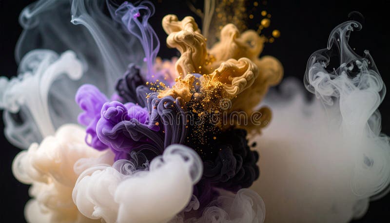 Ink Dropped into Liquid Nitrogen. Fractal Explosion Background ...