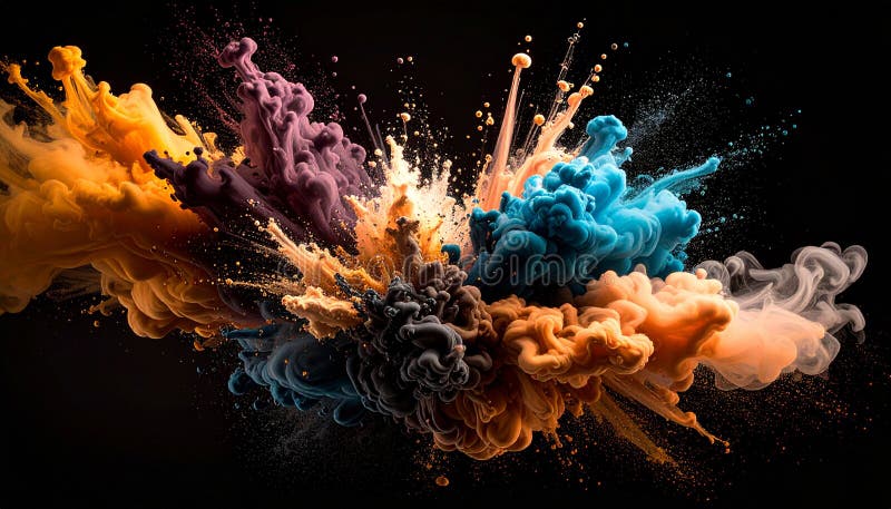 Ink Dropped into Liquid Nitrogen. Fractal Explosion Background ...