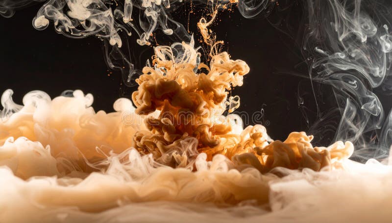 Ink Dropped into Liquid Nitrogen. Fractal Explosion Background ...