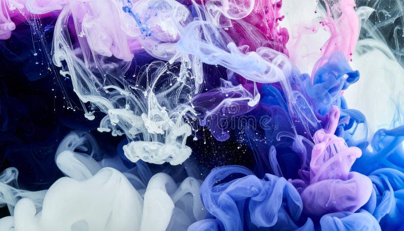 Ink Dropped into Liquid Nitrogen. Fractal Explosion Background ...