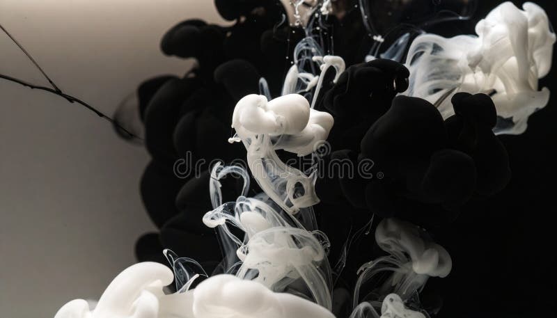 Ink Dropped into Liquid Nitrogen. Fractal Explosion Background ...