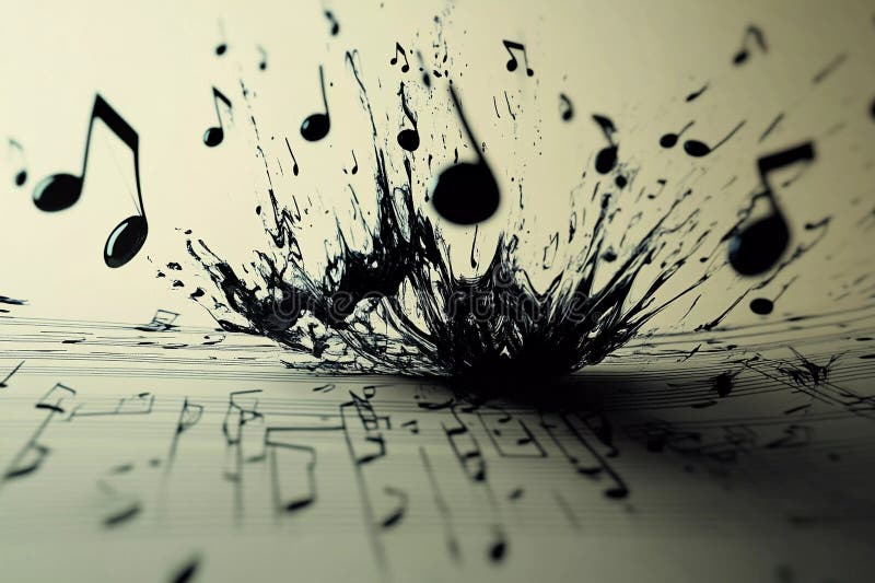 Ink Drops Create a Symphony of Notes Spread Across a Musical Canvas ...