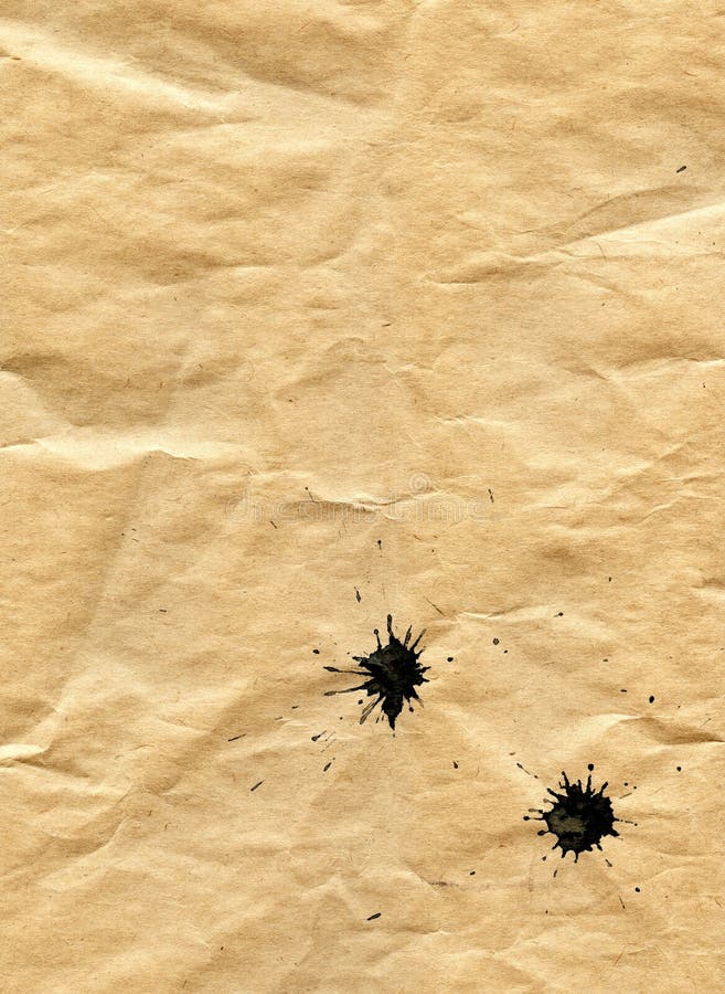 ?rumpled Rough Paper with Drops of Black Ink. Paper for Letter in Ink ...
