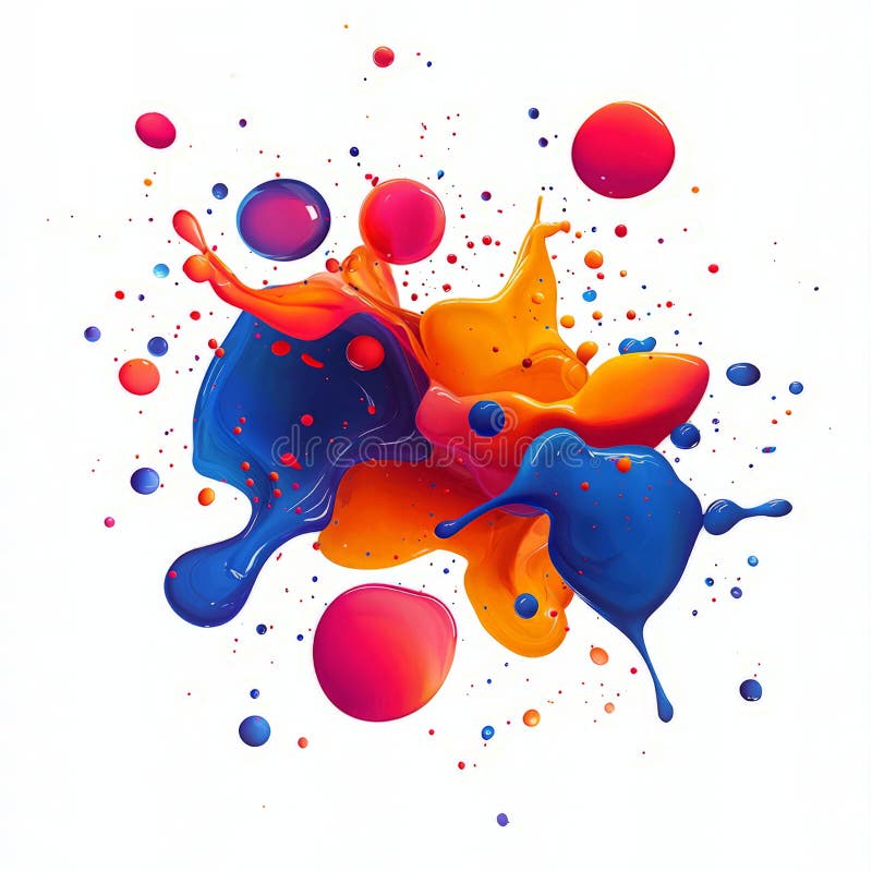 Ink Drops Spread, Texture Spots, Bright Colors, White Background Stock ...