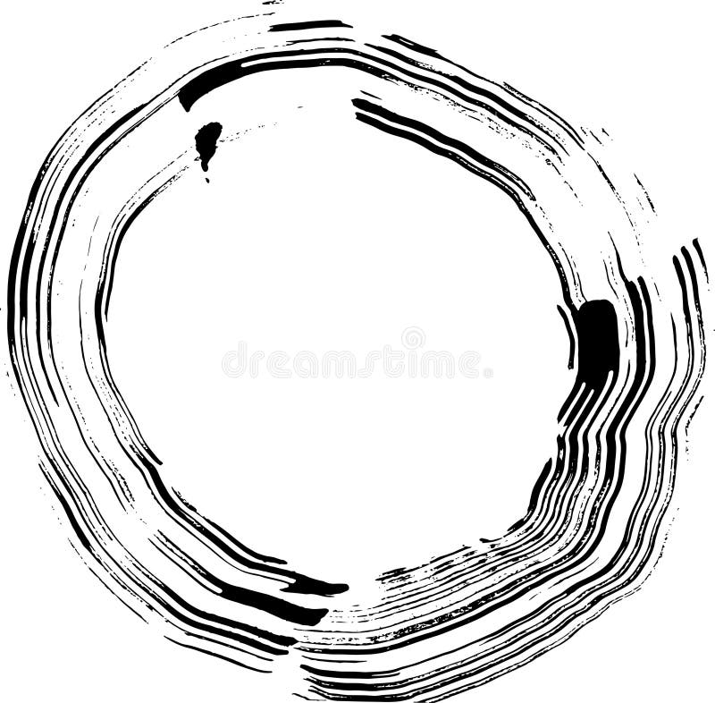 Ink Dry Brush Grunge Free Hand Round Frame Stock Vector - Illustration ...